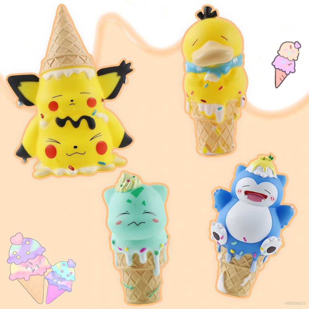 Ns3 ฟิกเกอร์ Pokemon Melting Ice Cream Pikachu Bulbasaur Psyduck ...