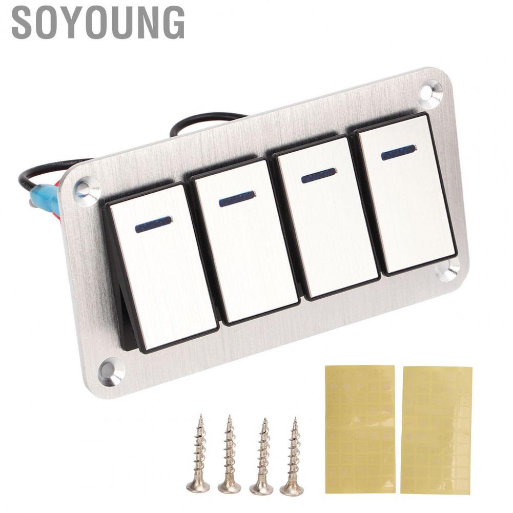 Soyoung 4 Gang Rocker Switch Brushed Process Blue Backlight Marine Boat ...