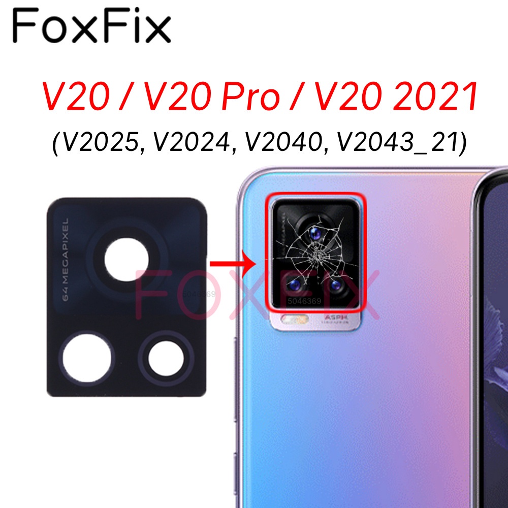 เลนส์กระจกกล้องด้านหลัง พร้อมสติกเกอร์กาว แบบเปลี่ยน สําหรับ vivo V20 2021 V20 Pro 5G V2025 ...