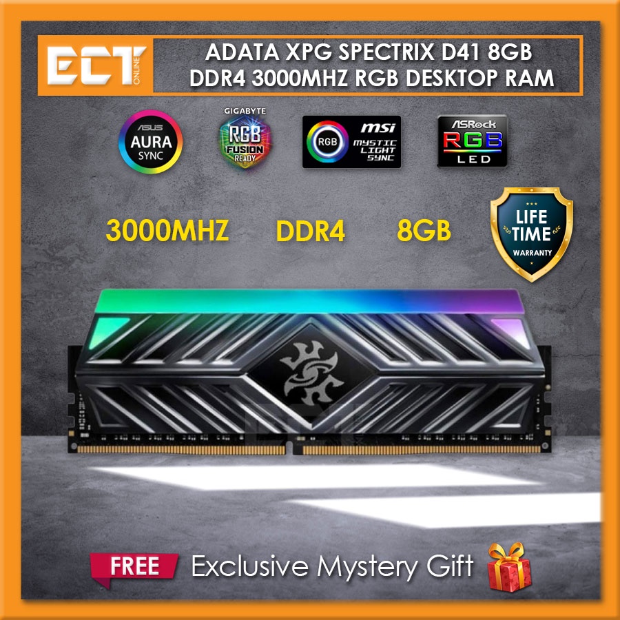 Adata XPG SPECTRIX D41 แรมเกมมิ่งตั้งโต๊ะ 8GB DDR4 PC4-24000 3000MHz ...