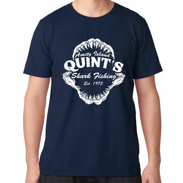 ขายดี เสื้อยืดผ้าฝ้าย แบบนิ่ม พิมพ์ลายภาพยนตร์ Jaws Quints Shark ...