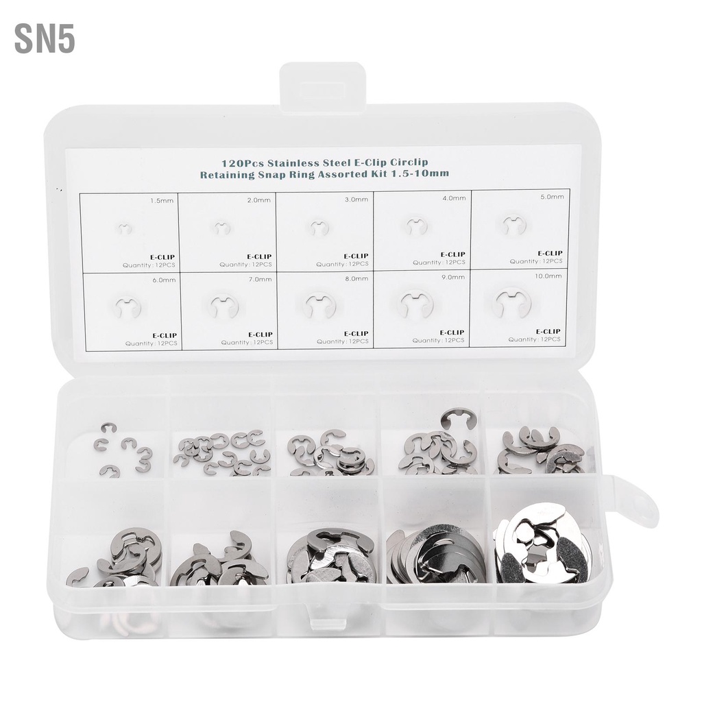 SN5 120Pcs E Clip Washer Stainless Steel External Retaining Ring ...