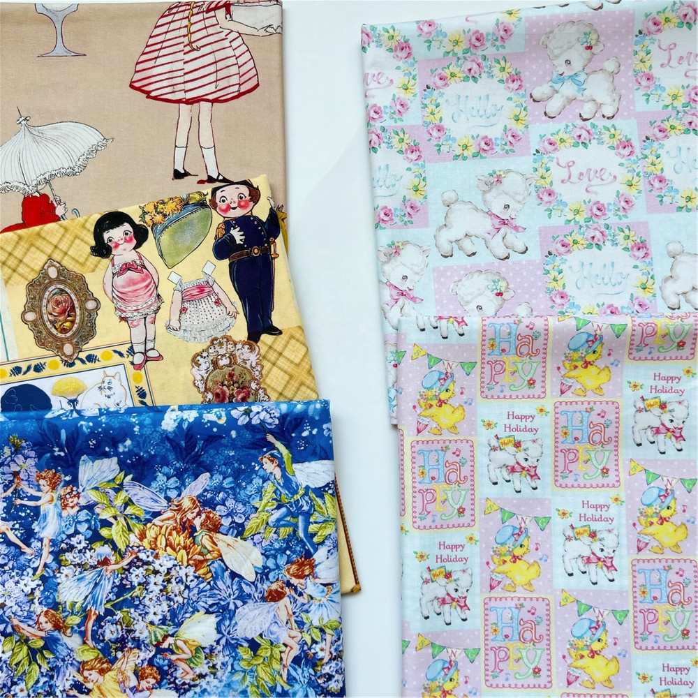 Retro nostalgic สาวน้อยสัตว์ Fairy ผ้าฝ้าย patchwork เย็บ Quilting เสื้อเสื้อผ้า handmade ...