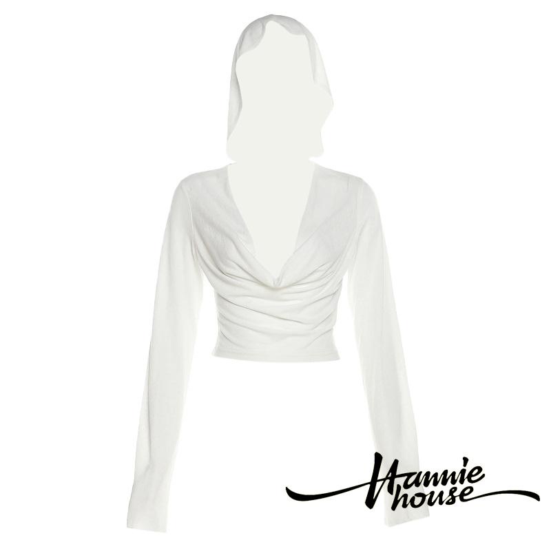 Hannie- เสื้อครอปท็อป แขนยาว มีฮู้ด สําหรับผู้หญิง | Shopee Thailand