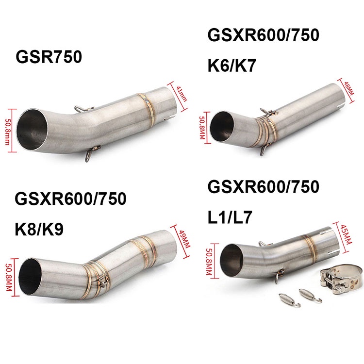 ท่อไอเสียรถจักรยานยนต์ Midpipe สําหรับ GSR750 GSXR600 K6 K7 K8 K9 กลาง Link ท่อเชื่อมต่อ 51 มม. ...