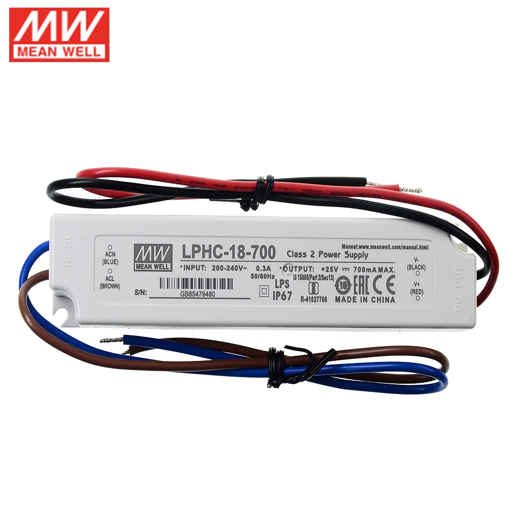 Lphc-18-700 MEAN WELL LED ไดร์เวอร์อินพุต 220V AC ถึง 6 ~ 25V DC 700mA ...