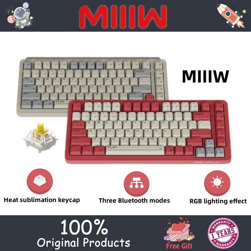 Miiiw ART Z830 คีย์บอร์ดเมคคานิคอลบลูทูธไร้สาย 2.4G มีสาย RGB | Shopee Thailand
