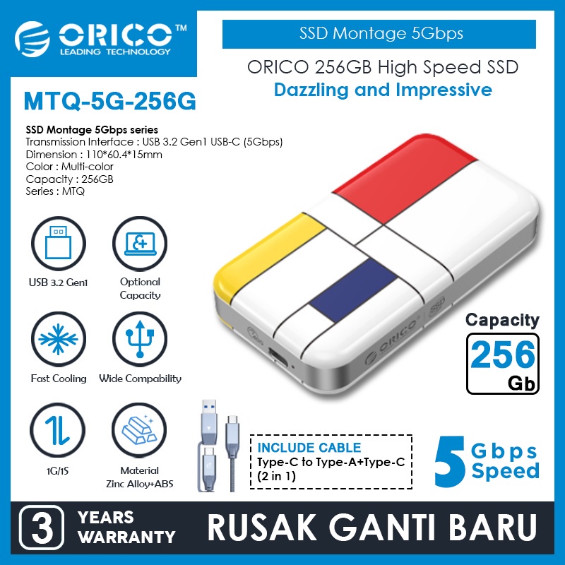 Orico SSD Montage 256GB ความเร็วสูง แบบพกพา 5Gbps series - MTQ-5G-256G ...