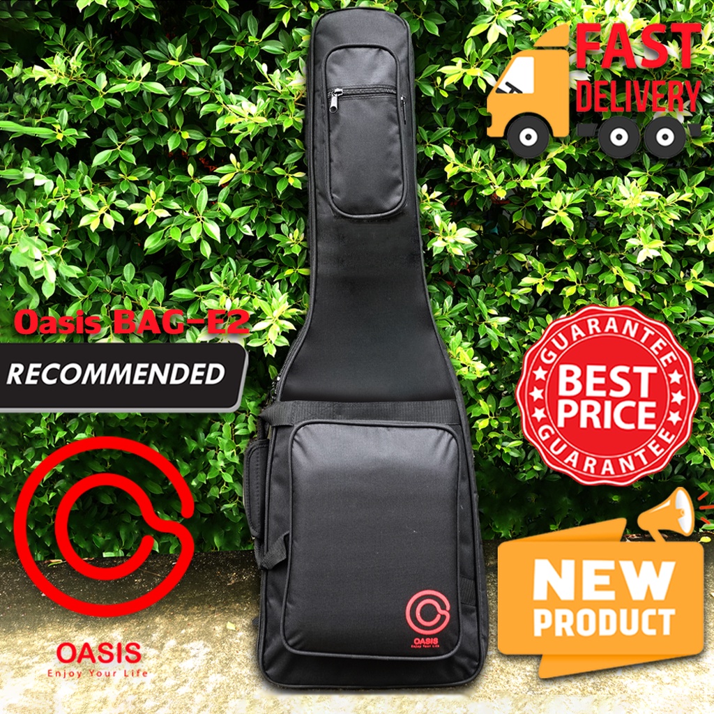 (มีหมอนรองคอ /ฟองน้ำ12mm) กระเป๋ากีต้าร์ไฟฟ้า บุฟองน้ำ Oasis BAG-E2 กระเป๋าซอฟเคสกีตาร์ไฟฟ้า ...