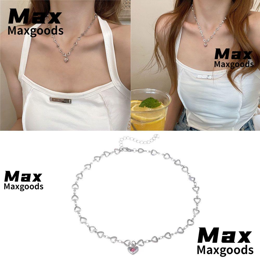 MAXG สร้อยคอโชคเกอร์ รูปหัวใจ สีชมพู สไตล์วินเทจ | Shopee Thailand