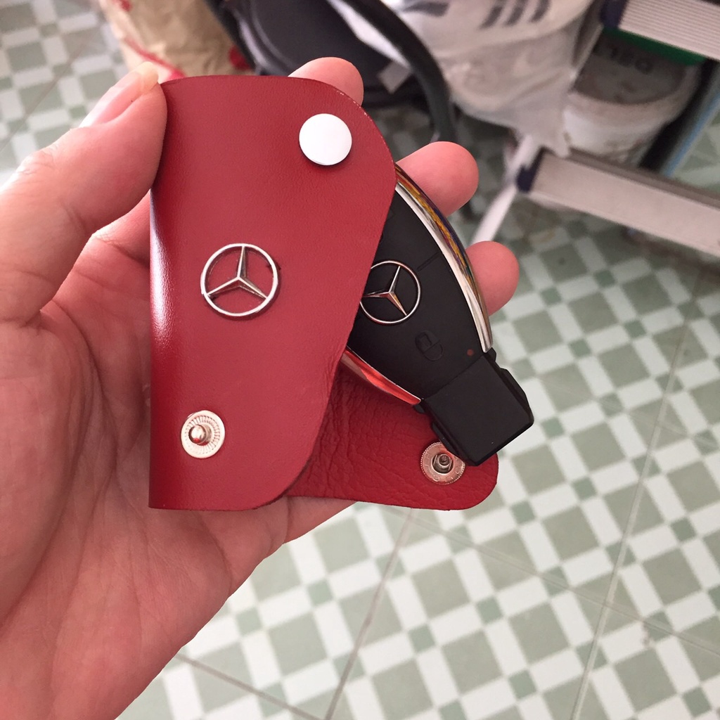 พวงกุญแจรถยนต์ ซองหนังแท้ ใส่รีโมทรถยนต์ Mercedes BENZ Smart Key ...