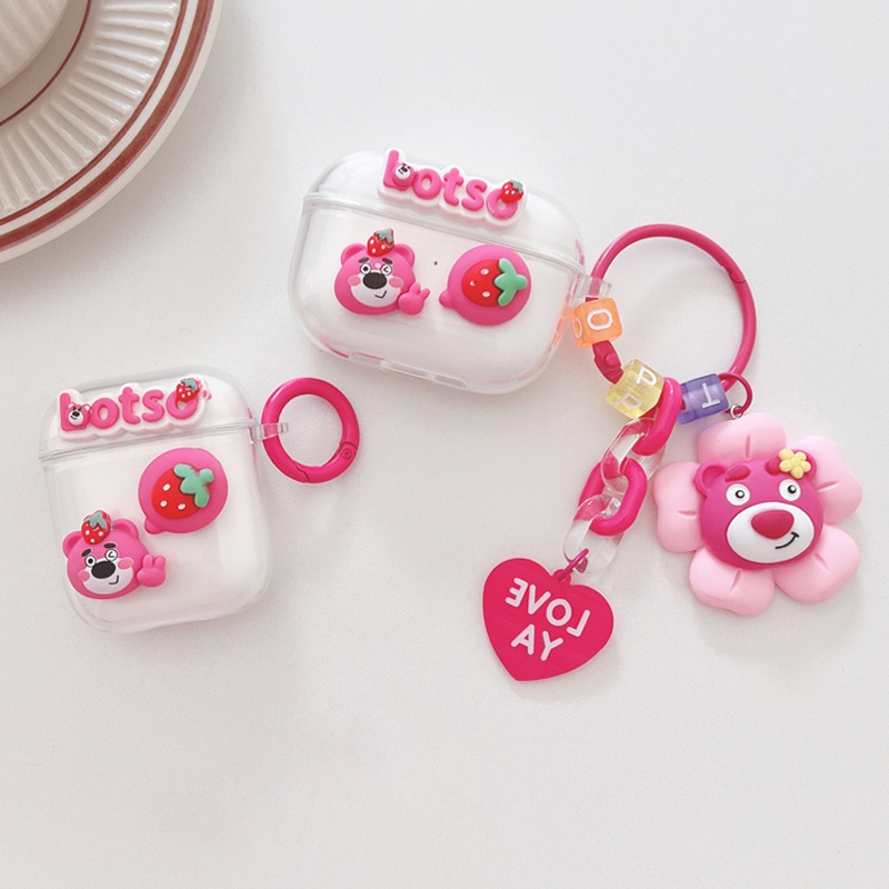 เคสหูฟัง แบบใส ลายการ์ตูนน่ารัก พร้อมสายโซ่คล้อง สําหรับ QCY T20 Ailypods T18 HT03 T8 T8S T10 ...