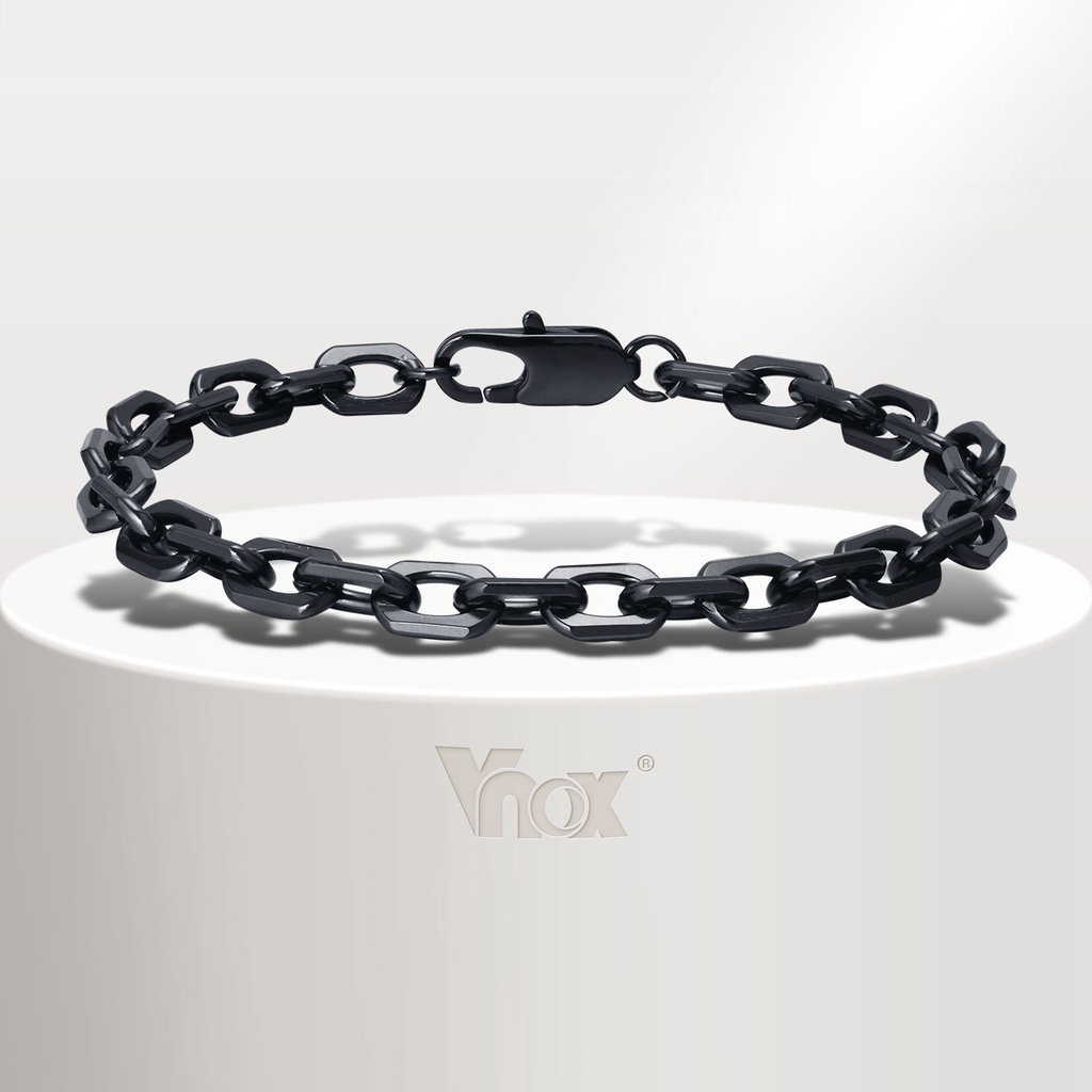 Vnox สร้อยข้อมือโซ่ สเตนเลส แฮนด์เมด สีดํา เครื่องประดับแฟชั่น สําหรับ ...