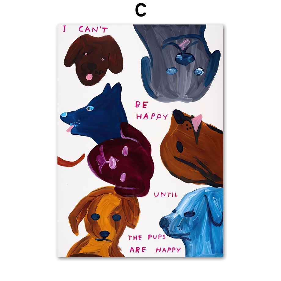 โปสเตอร์ภาพวาดผ้าใบ ลาย David Shrigley Camel Bear Fish Dogs สไตล์นอร์ ...