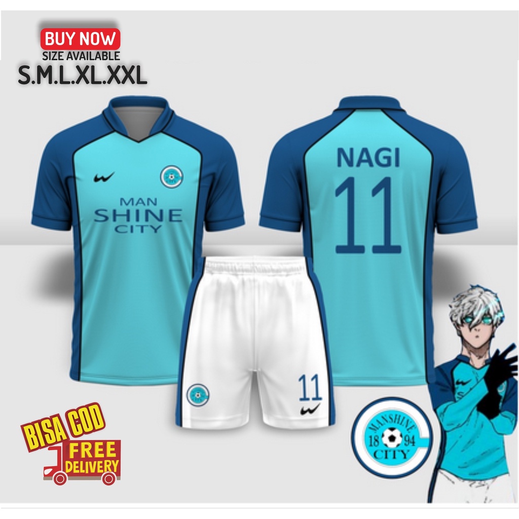 Jersey Jersy Anime Blue Lock Man Shine City คอสเพลย์ Bola Manga ...