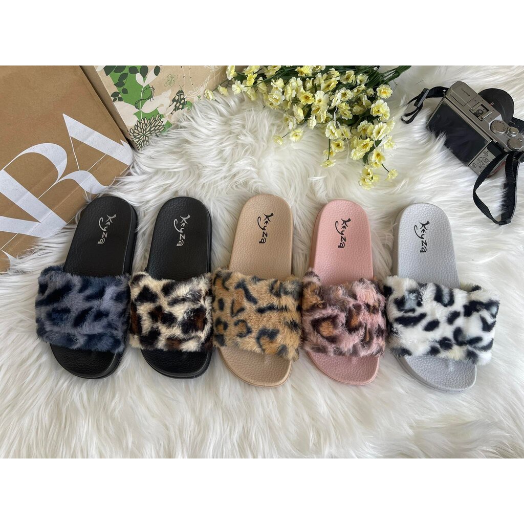 Y001-แตะสวมยางขน-ลายเสือ สินค้าลดราคางดคืน | Shopee Thailand