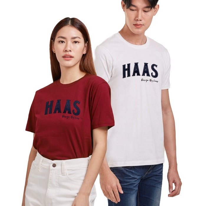[S-5XL]haas เสื้อยืดแขนสั้น unisex ผู้ชาย ผู้หญิง ลายปัก HAAS SBSK2566 ...