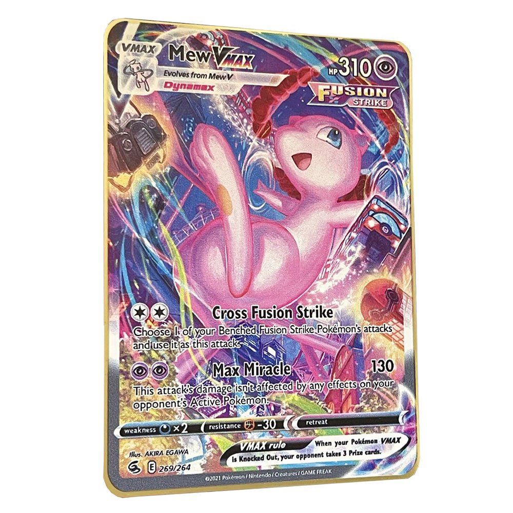 Full Art Mew Vmax Golden Pokemon Cards in English Iron Metal Pokmo ...