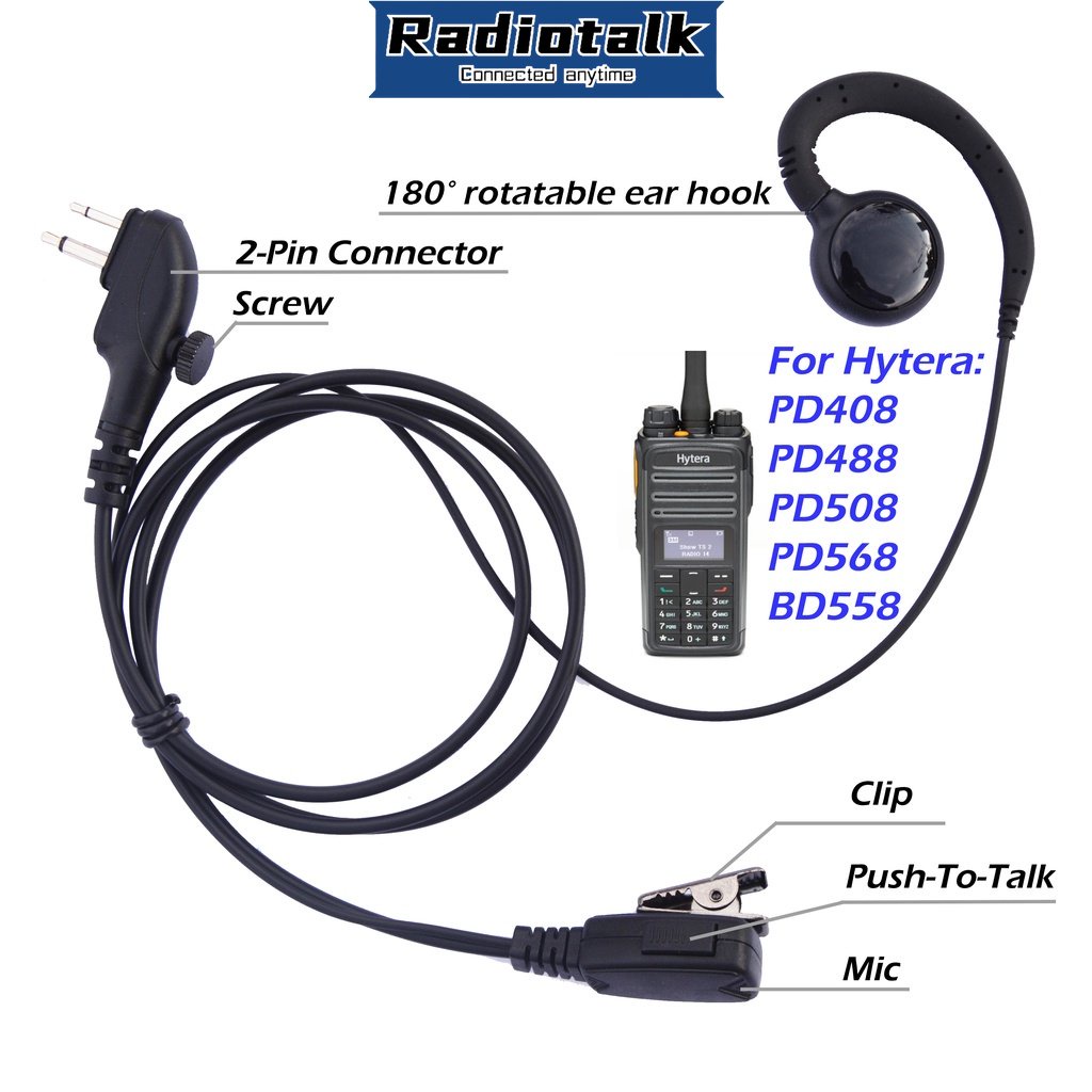 สําหรับ Hytera PD408 PD488 PD508 PD568 BD558 หูฟังสไตล์ C พร้อม PTT และ ...