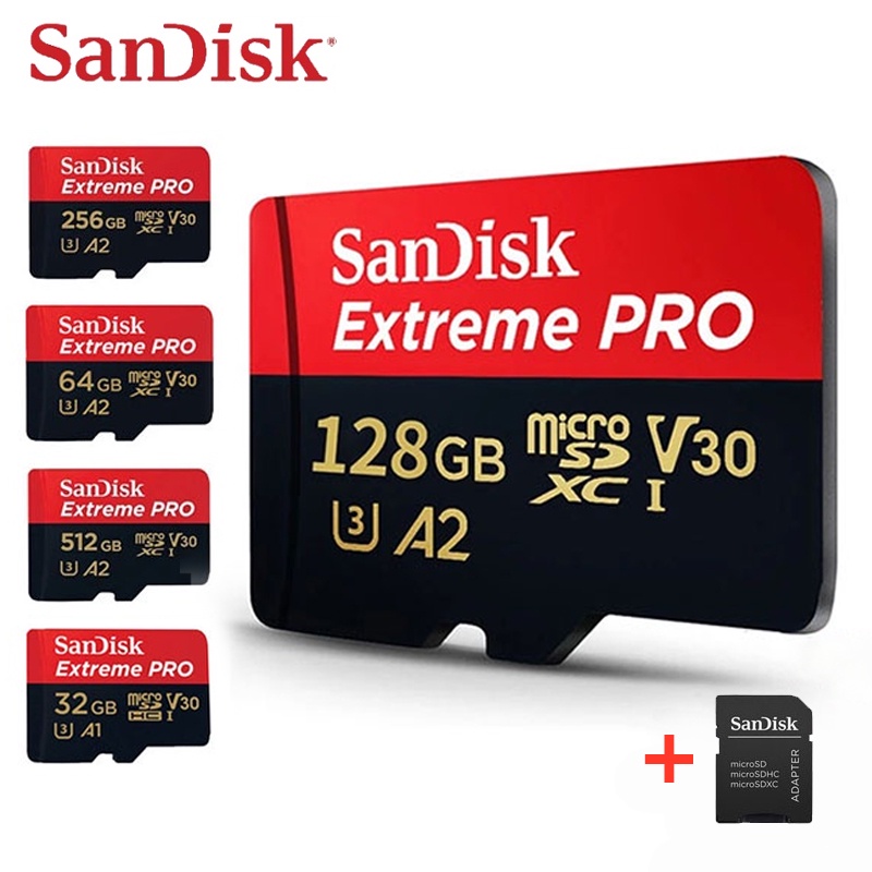 Sandisk การ์ดหน่วยความจํา Extreme Pro Micro SD Card 32GB 512GB 256GB 128GB 1TB 64GB 16GB การ์ด ...
