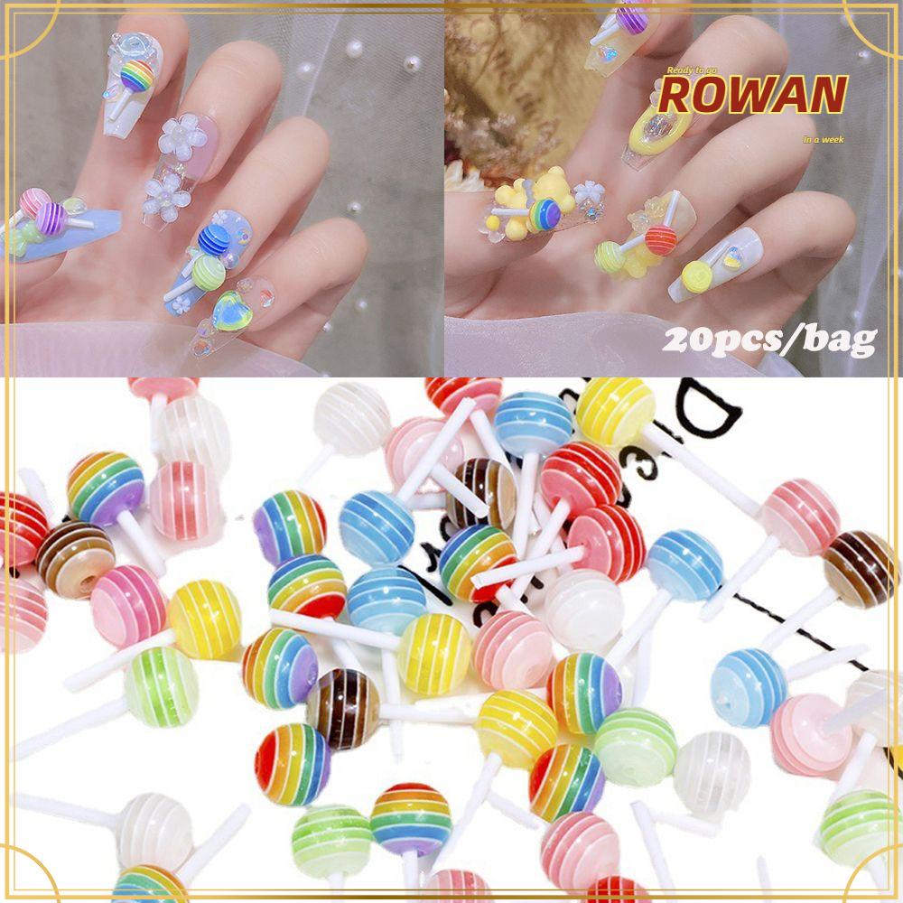 ROW 20Pcs NEW Lollipop Shaped Charms Acrylic Manicure Decoration Nail ...