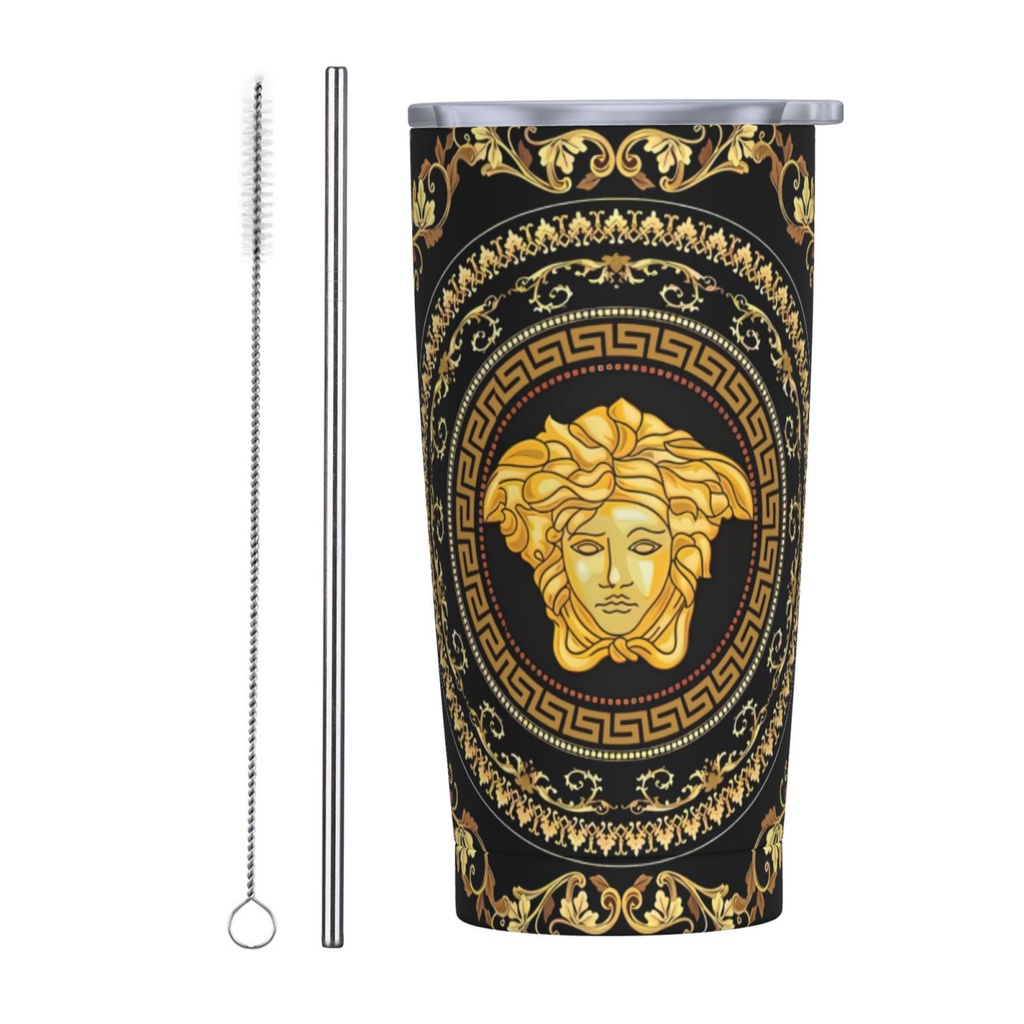 Versac แก้วกาแฟสเตนเลสสูญญากาศ สองชั้น พร้อมหลอดโลหะ กันกระเด็น 20 ...