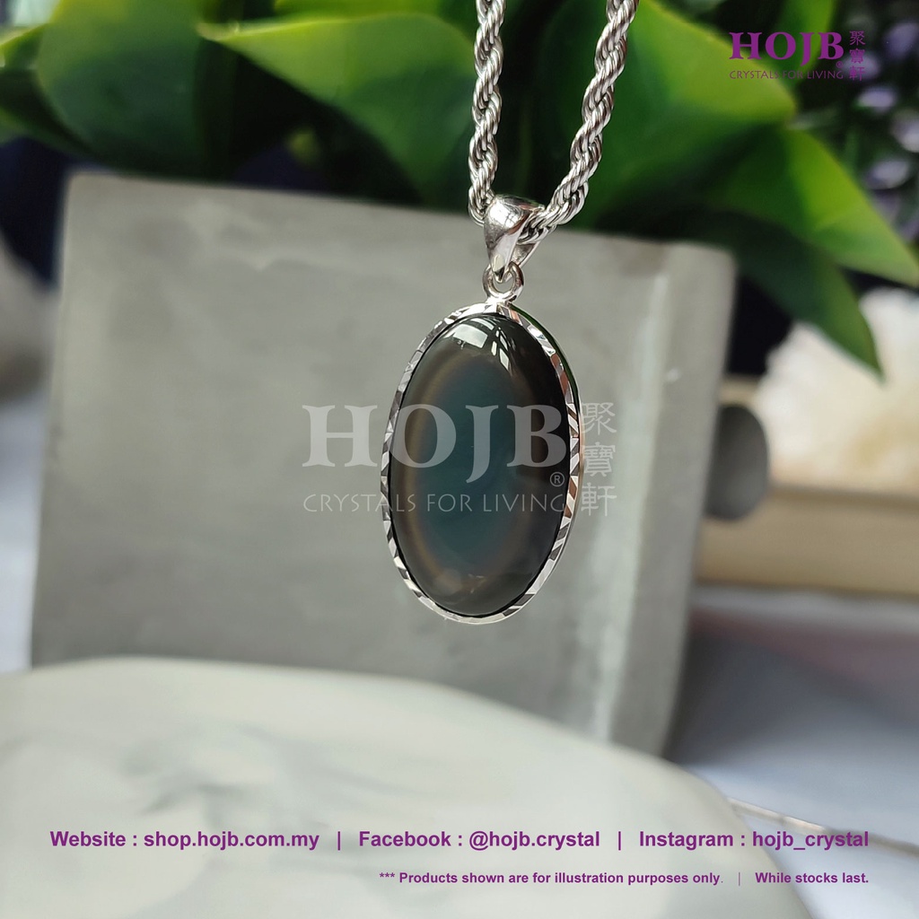 HOJB เกรดสูงสุดเม็กซิโก Rainbow Eyed Obsidian 6A รูปไข่ S925 จี้ 15x25 มม.สายที่มีประสิทธิภาพ ...