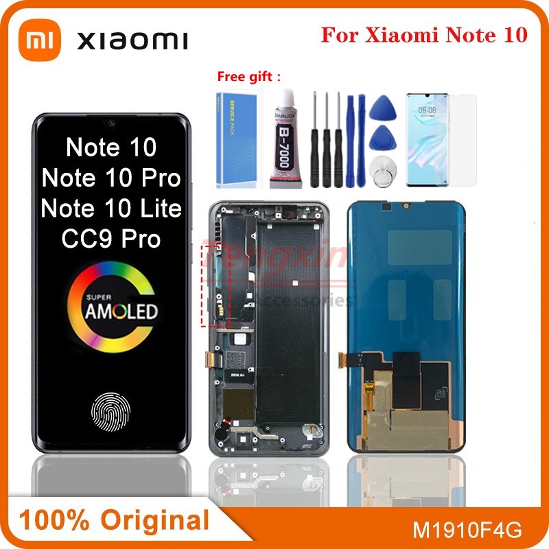 อะไหล่หน้าจอสัมผัสดิจิทัล LCD AMOLED 6.47 นิ้ว แบบเปลี่ยน สําหรับ Xiaomi Mi Note 10 LCD note10 ...