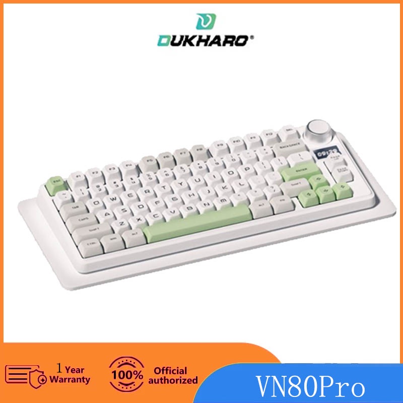 Dukharo VN80Pro คีย์บอร์ดไร้สาย สามโหมด V2MO สีชมพู สีเขียว สําหรับเล่น ...