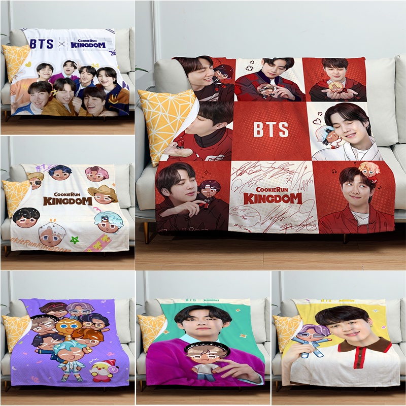 ผ้าห่มสักหลาด ลาย BTS Nam-joon Kim Seok Jin J-Hope Mini Yoon Gi Tae ...