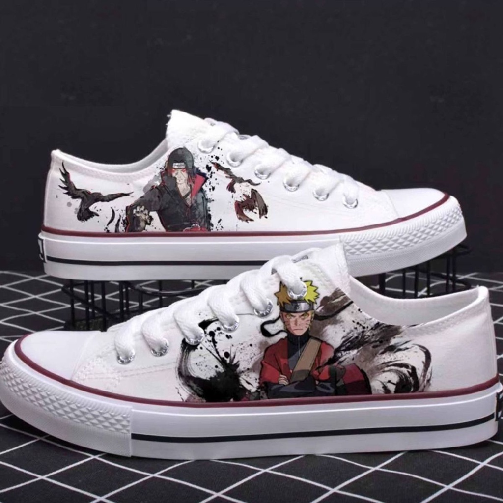 รองเท้าผ้าใบลําลอง ข้อสั้น ลายการ์ตูนนารูโตะ Sasuke Graffiti Kakashi ...