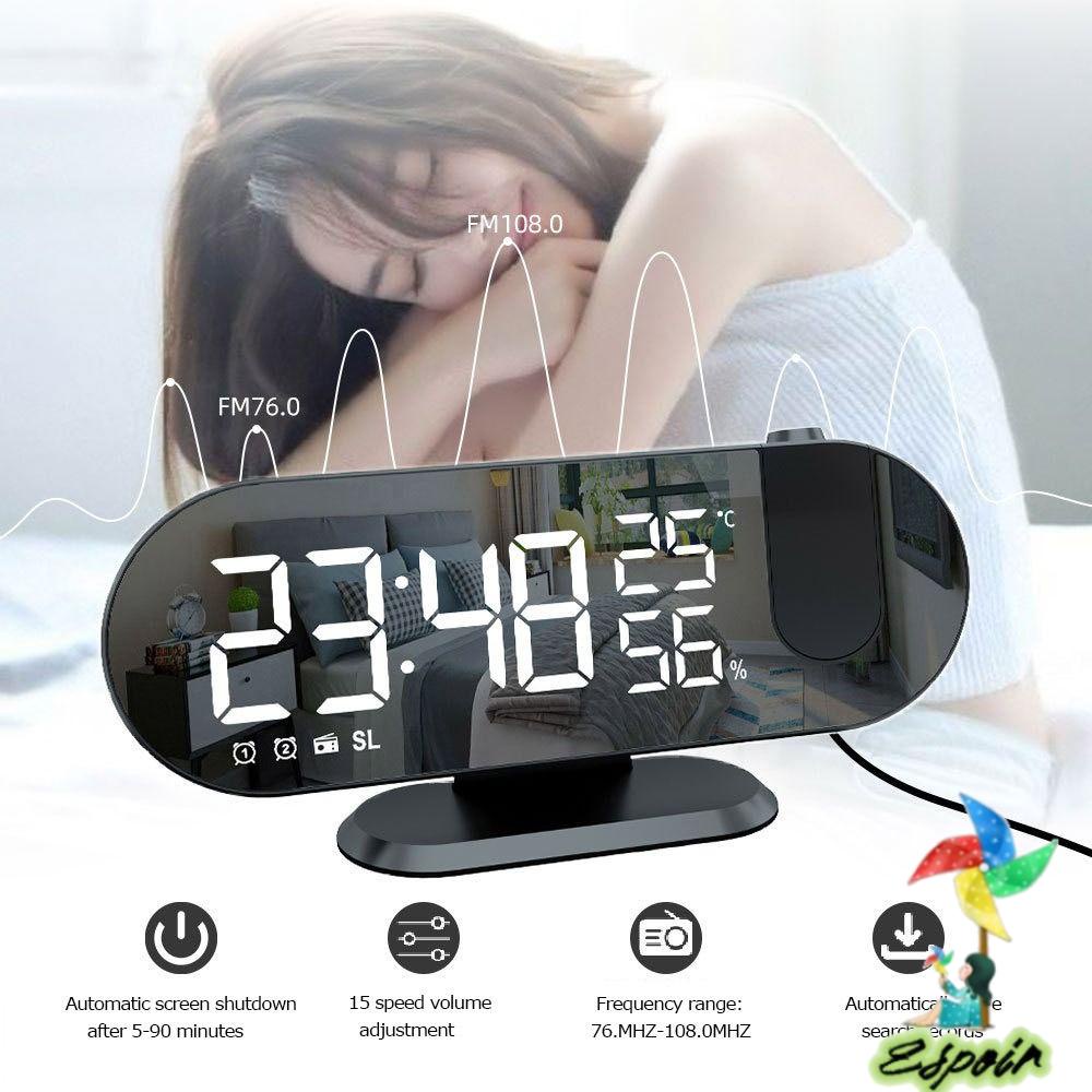 Espo นาฬิกาปลุกอิเล็กทรอนิกส์ มีกระจก โปรเจคเตอร์ ฉายความชื้น | Shopee ...