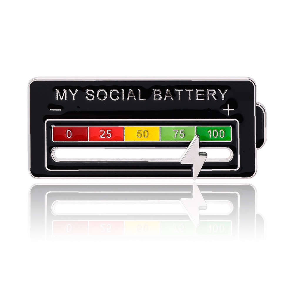 เข็มกลัดโลหะ รูป My Social Mood Battery แสดงพลังงานตลก 7 วัน สําหรับติด ...