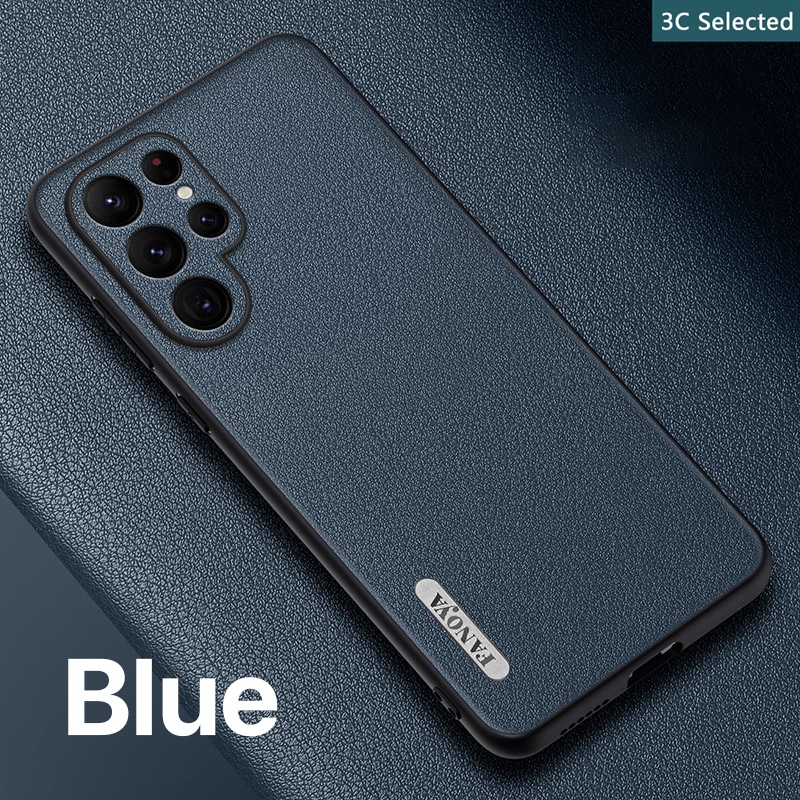 หนังฟอกฝาด เคส Samsung S22 Ultra Plus S23 Case สัมผัสที่สบาย ป้องกันลายนิ้วมือ กรอบTPUนุ่ม ...