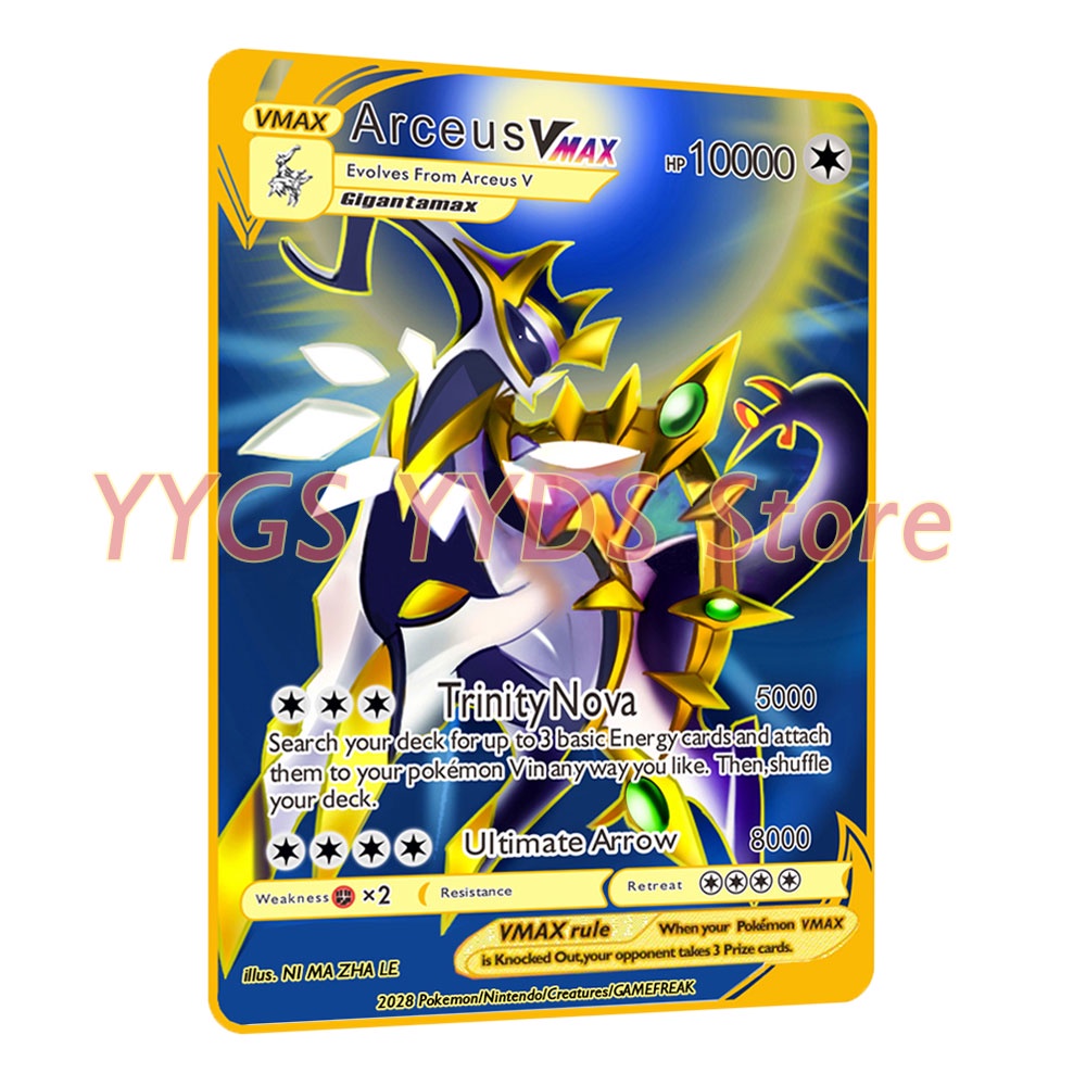 1,0000 Horsepower Arceus Vmax Pokemon การ์ดโลหะภาษาอังกฤษ YU GI OH ...