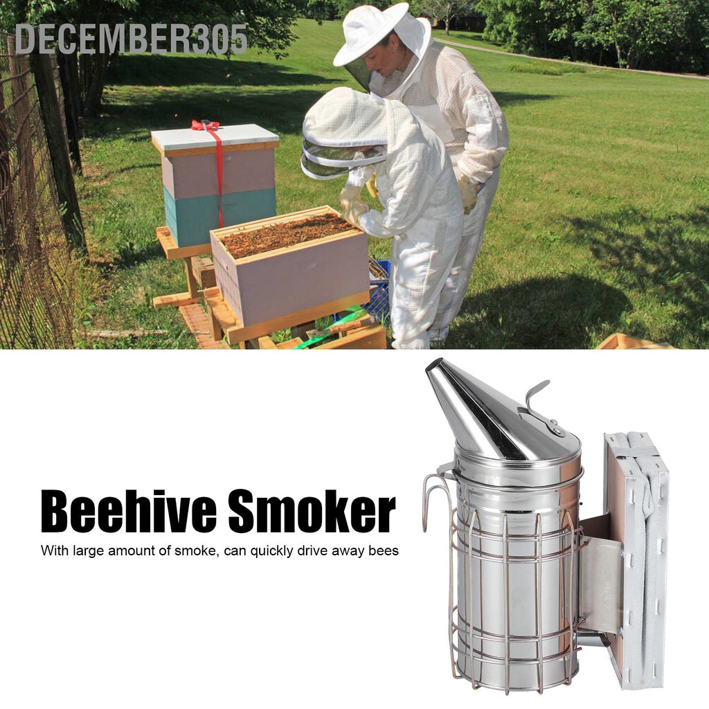 December305 3 ชิ้น/เซ็ต Beehive Smoker Set Bee Brush Scraper สแตนเลส Beekeeper Starter Kit ...
