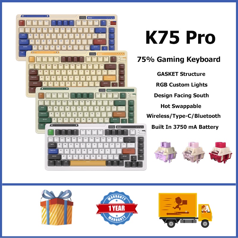 Kzzi K75 Pro ปะเก็น คีย์บอร์ดไร้สาย 75% RGB ไฟต่ํา เปลี่ยนคีย์บอร์ดได้ | Shopee Thailand