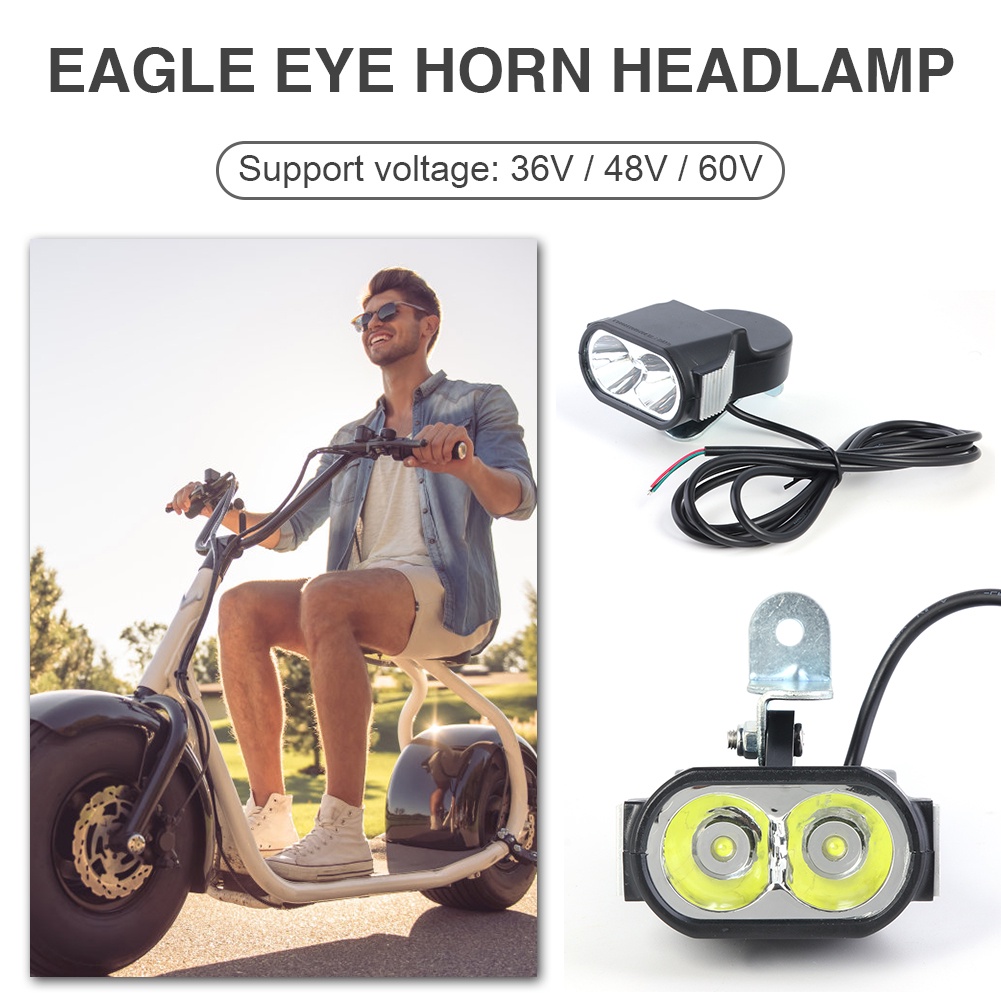 E-Bike LED Headlight 36V 48V 60V Electric Bicycle Scooter Horn Front ...