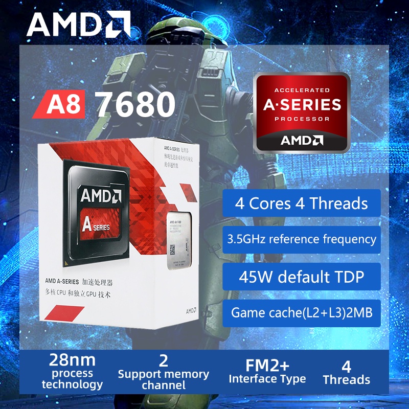 ซ็อกเก็ตโปรเซสเซอร์ CPU Amd a8-Series a8-7680 a8 7680 3.5ghz Quad-Core ad7680aci43ab fm2 พร้อม ...