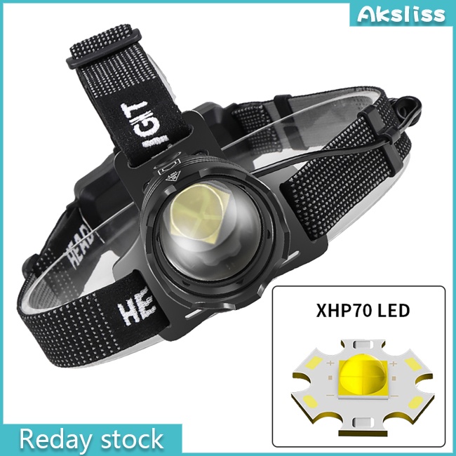 Aks ไฟหน้า Led Xhp70 Type-c ชาร์จ Usb สําหรับตกปลา ตั้งแคมป์ กลางแจ้ง | Shopee Thailand