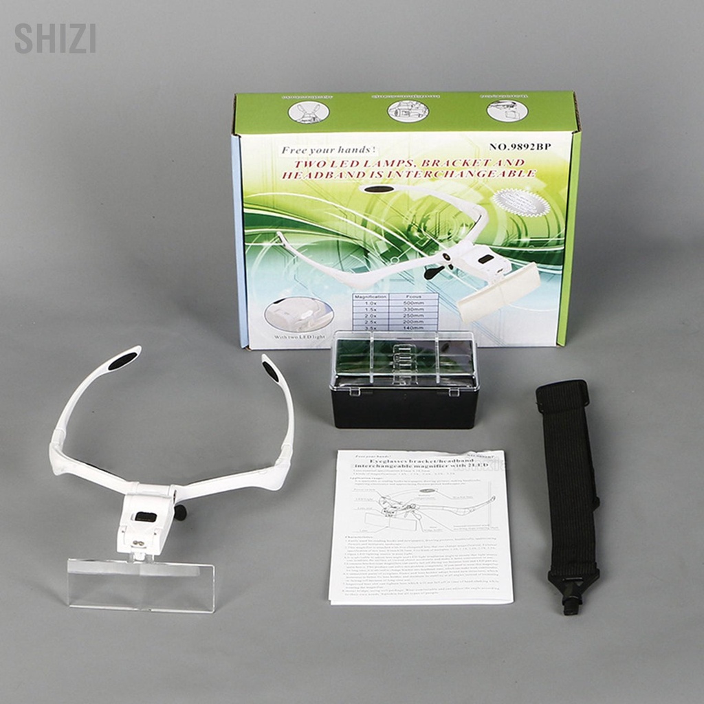 ShiZi แว่นขยายแบบติดหัวพร้อมไฟ LED กำลังขยาย 5 ชนิดแบบพกพายาวขยาย ...