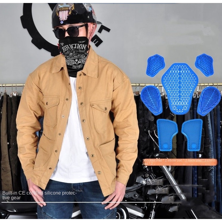 Yyaoc®Motorcycle riding clothes men's retro casual anti-fall clothes ...
