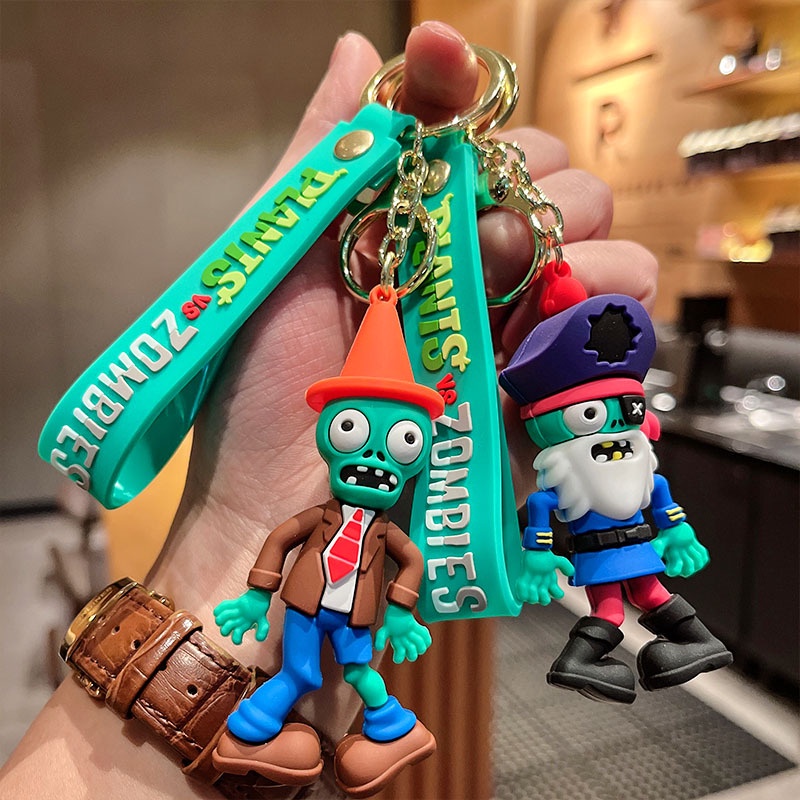 Plants vs Zombies Doll key Chain จี้ห้อยกระเป๋า แหวนกุญแจรถ Conehead ...