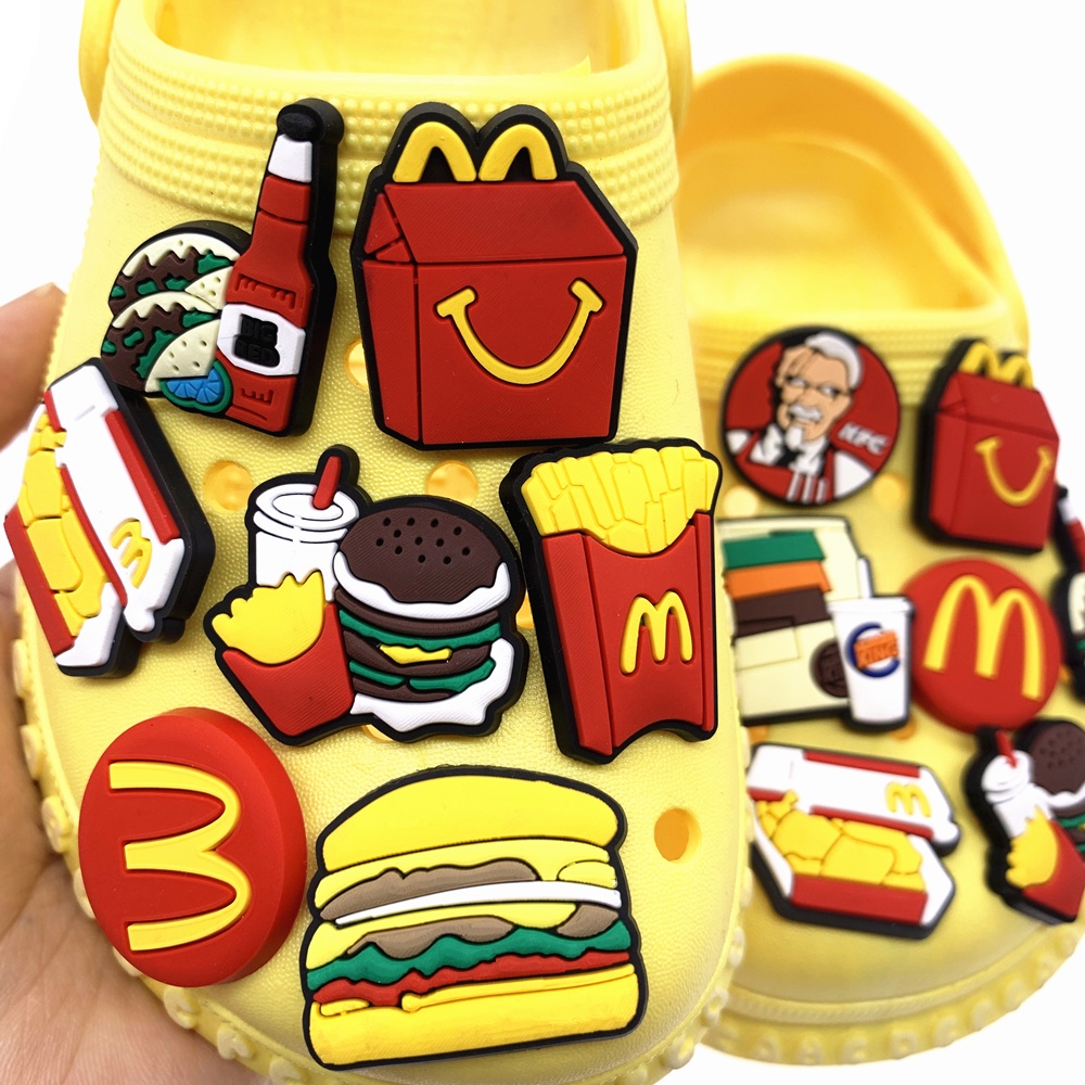 การ์ตูน McDonalds Jibbitz สําหรับ Crocks French Fries Crocs Charm Cola ...