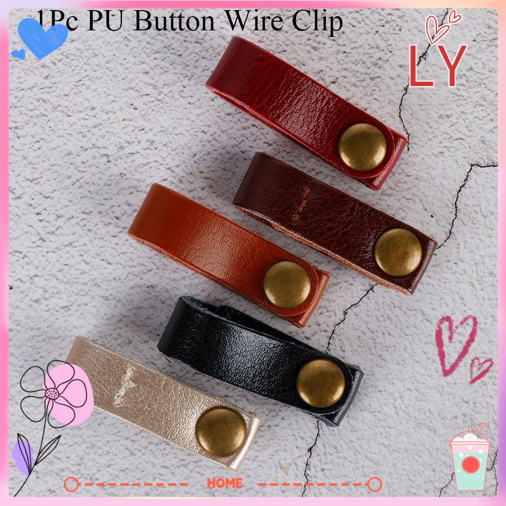 LY Grain Cable Clip Fastener Organizer Clamp PU Leather Wire Management ...
