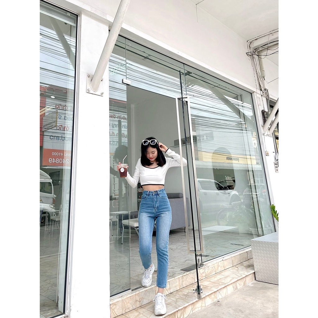 Niyom Jeans : รุ่น B501.1 กางเกงยีนส์ ทรงบอยสลิม | Shopee Thailand