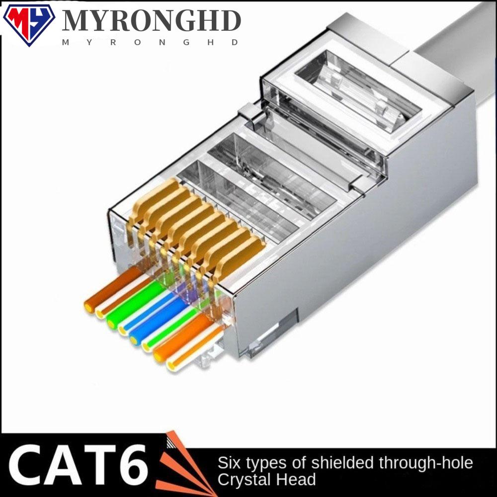 Myronghd CAT6 ตัวเชื่อมต่อสายเคเบิลอีเธอร์เน็ต UTP 50u ชุบทอง 8P ทนทาน | Shopee Thailand