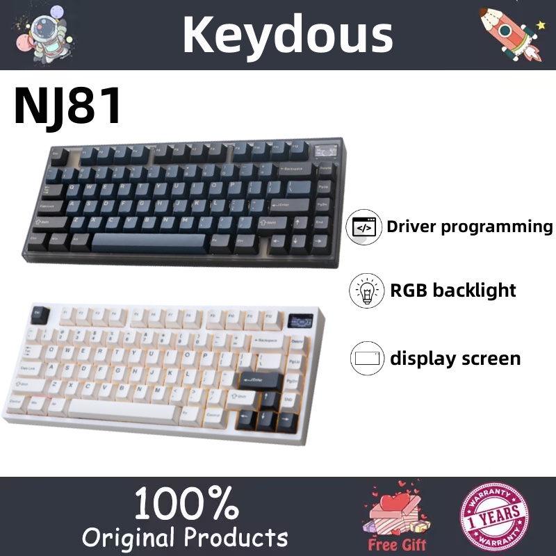 Keydous NJ81 คีย์บอร์ดเมคคานิคอล บลูทูธ ไร้สาย สามโหมด ปลั๊กไฟ MAC 75% ...