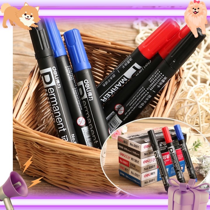 Deli Marker Pen 6881 ปากกาเขียนถุง ปากกากันน้ำ มาร์คเกอร์ Permanent ...
