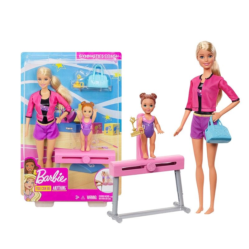 Genuine Barbie Gymnastics Coach Set Girl Toy Mummy and Baby Barbie Kids ...
